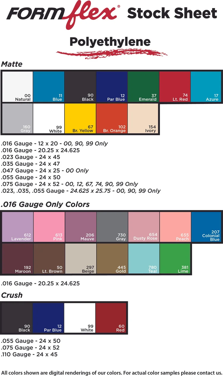Stock Color Chart — FORMflex Products