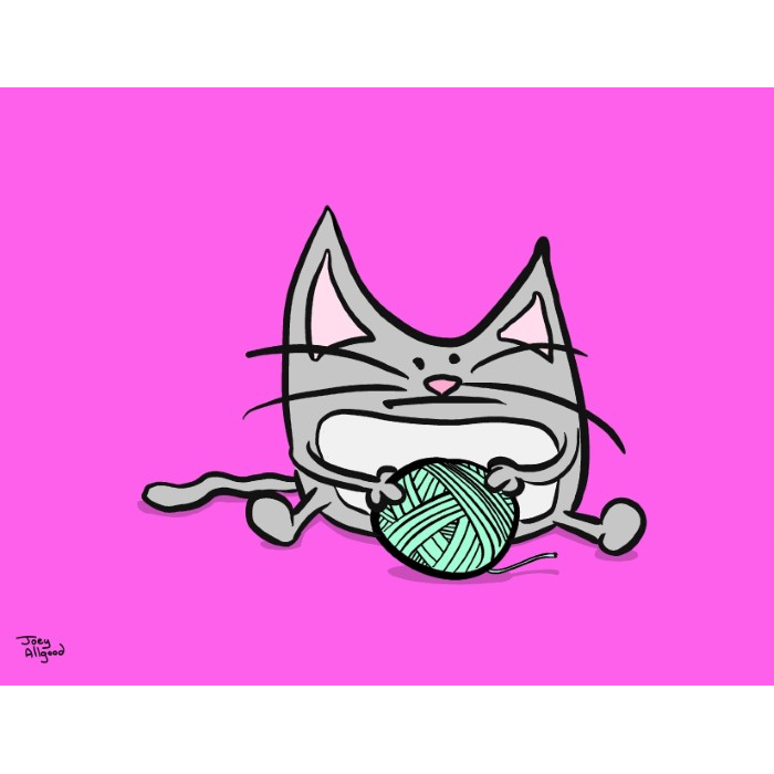 Cat And Yarn Cartoon