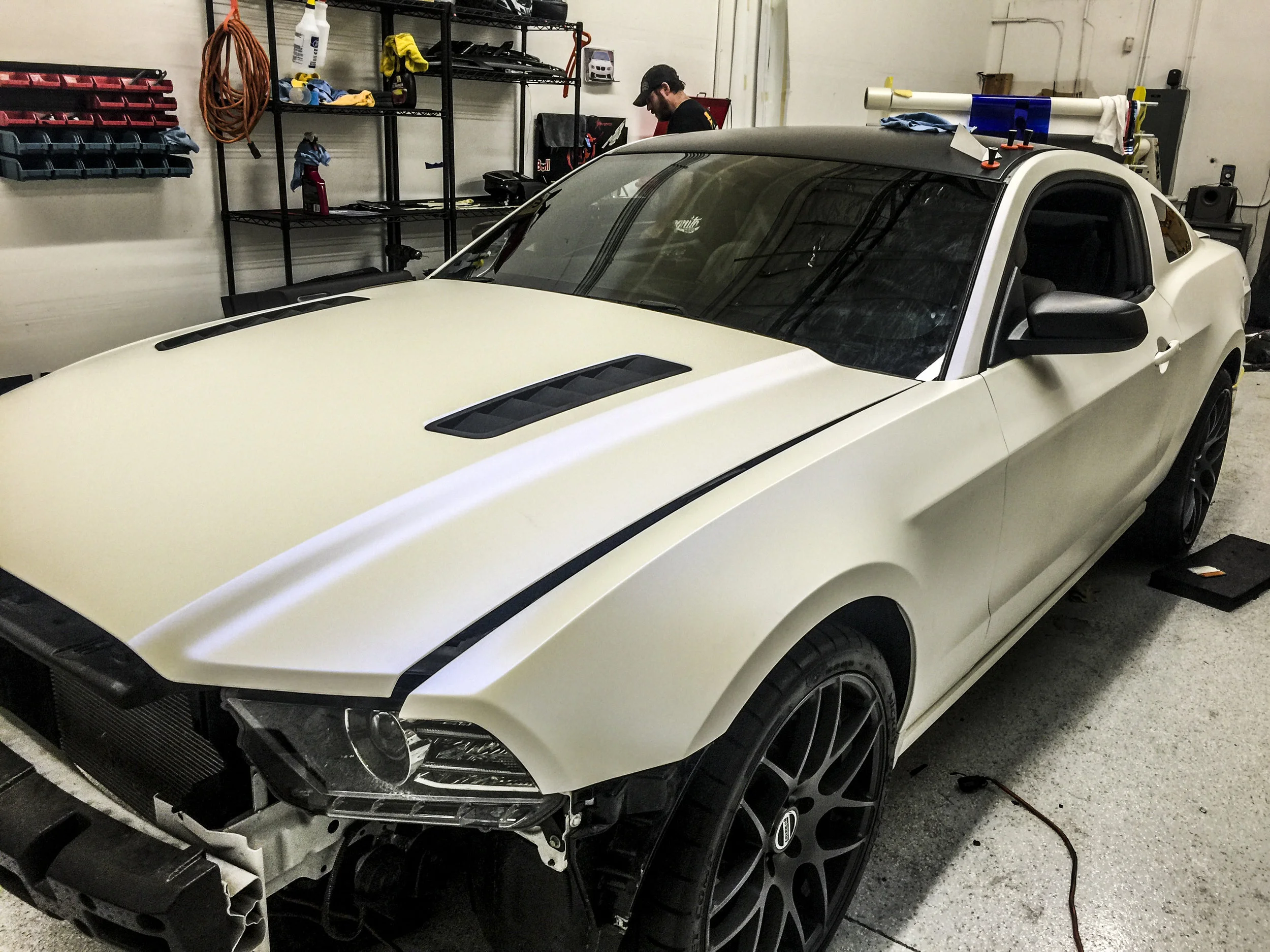 Matte White Mustang
