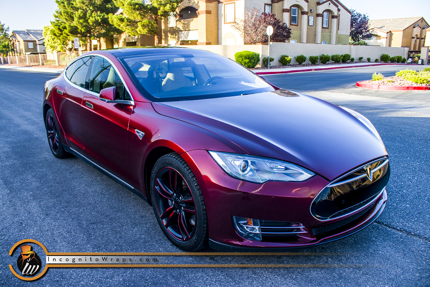 Tesla Model S - Red Black Iridescent — Incognito Wraps