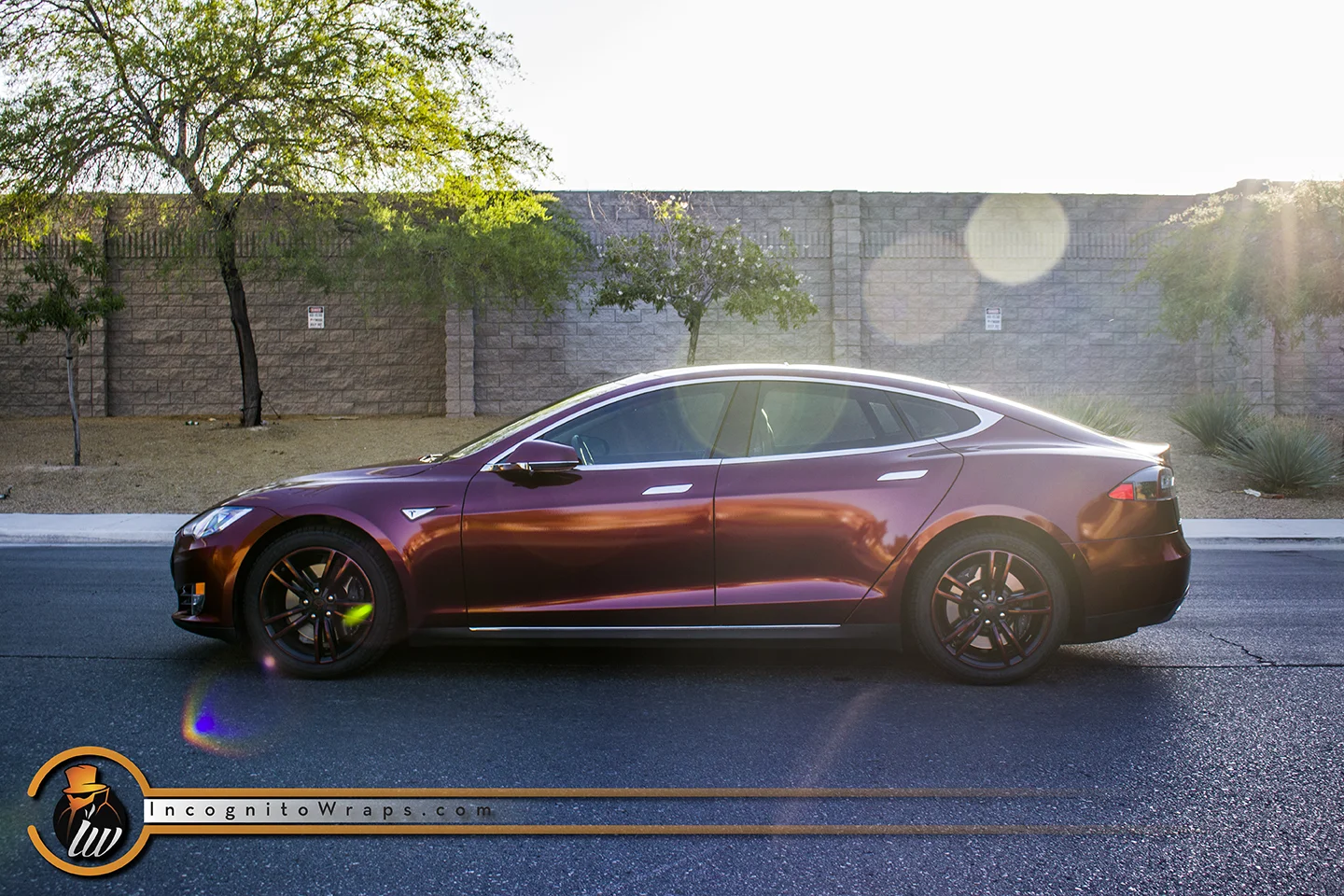 Tesla Model S - Red Black Iridescent — Incognito Wraps