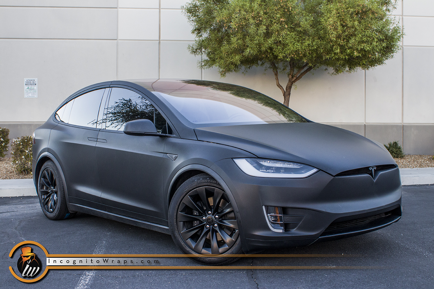 Tesla Model X Matte Black With Carbon Fiber Chrome Delete — Incognito