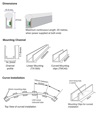 LED Curve Coloured Tube Side View 270̊ — ALMA