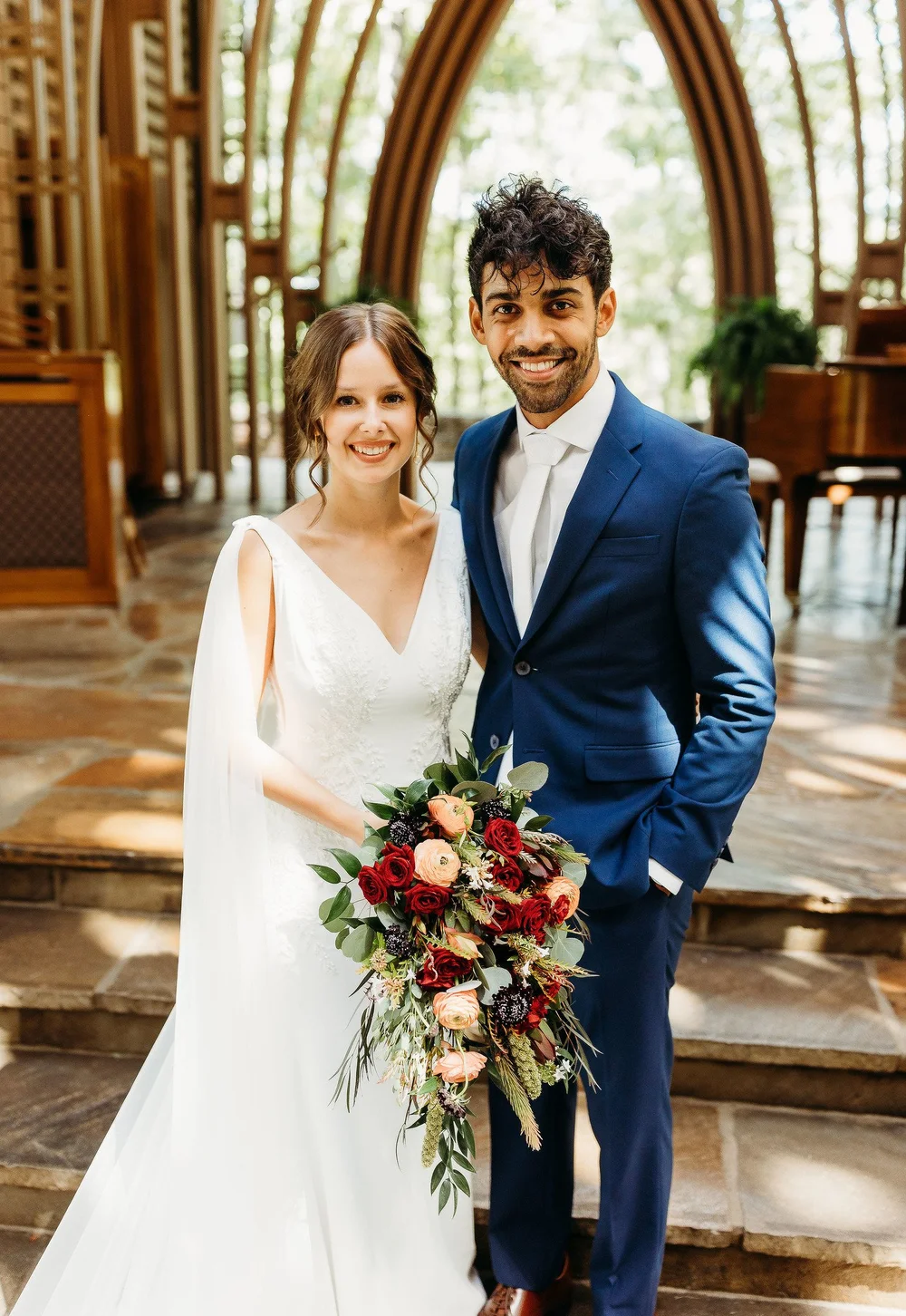 Deep Red & Peach Wedding at Cooper Chapel — Rose of Sharon Floral ...