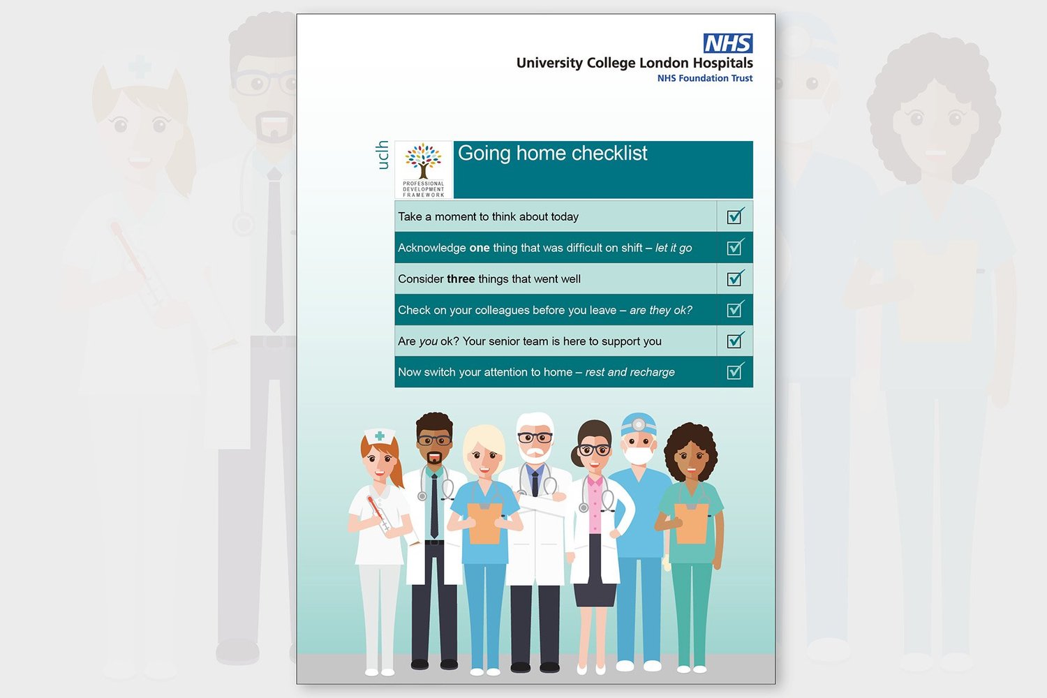 NHS staff 'going home' checklist — MB Communications