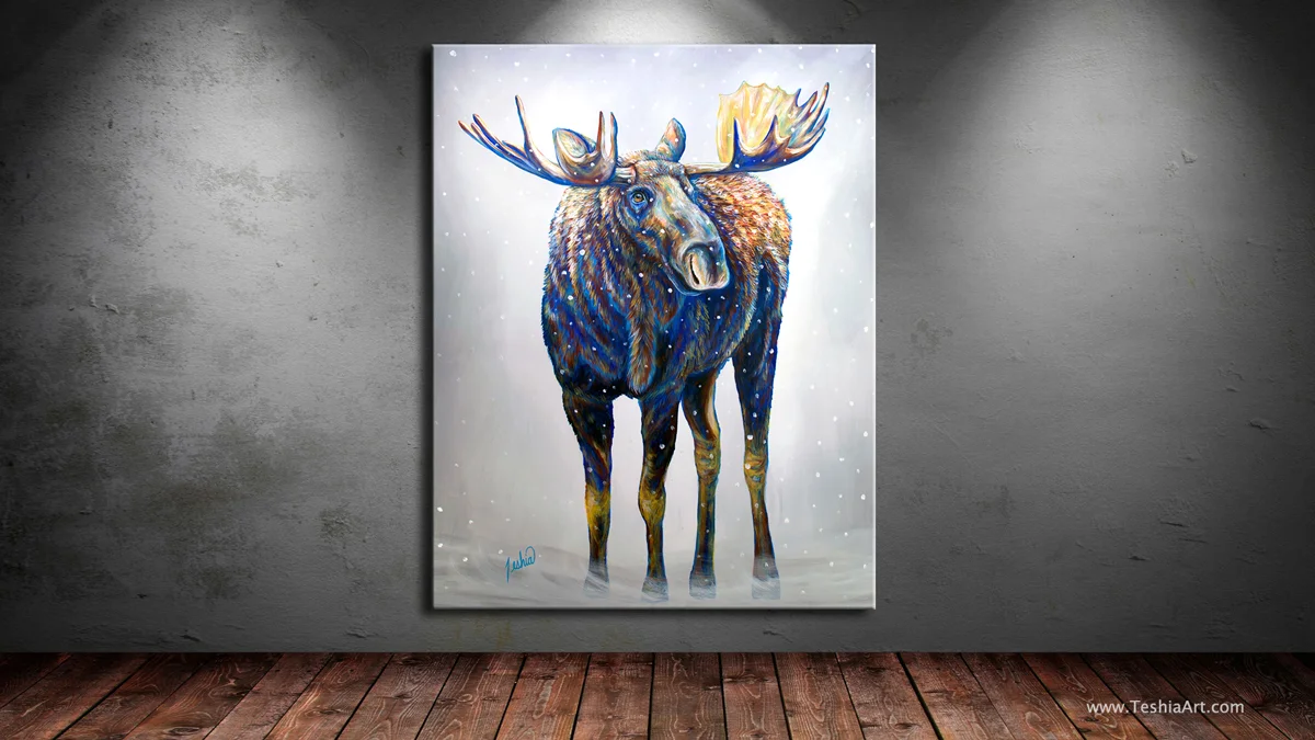 Moose in Snow – Charlie • Collection | TeshiaArt
