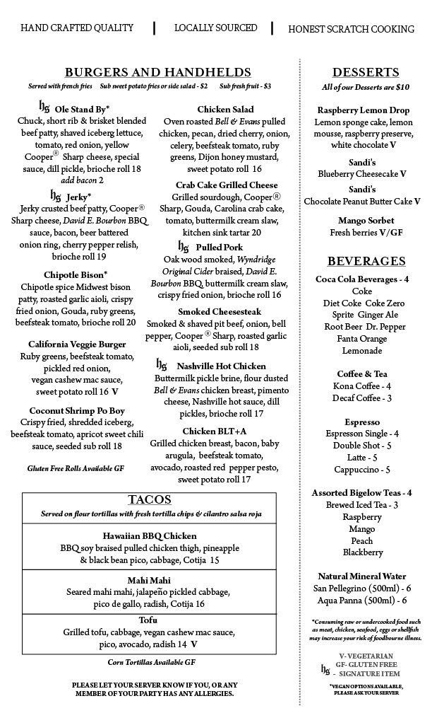 our mENUS — Hidden Still Spirits