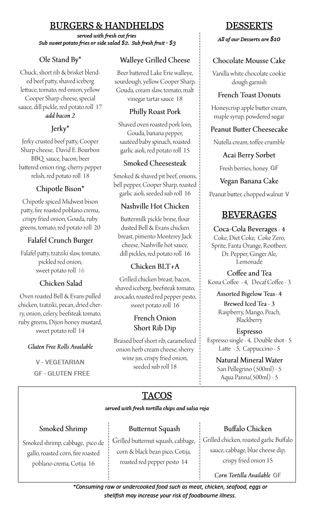 our mENUS — Hidden Still Spirits