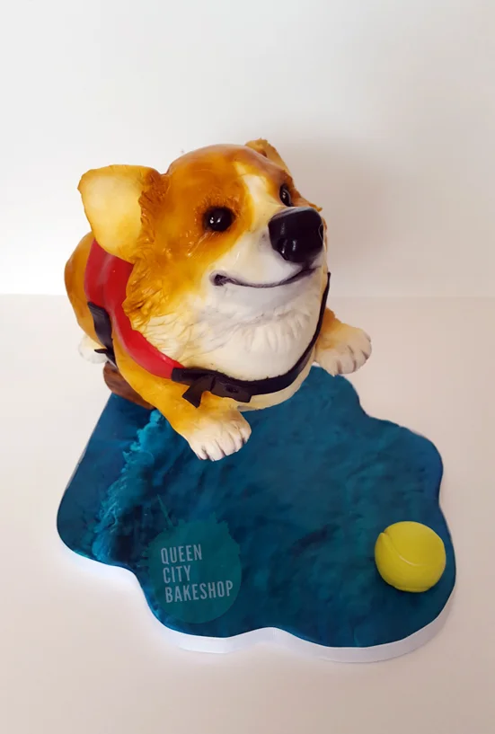 Corgi Jumping Off Dock