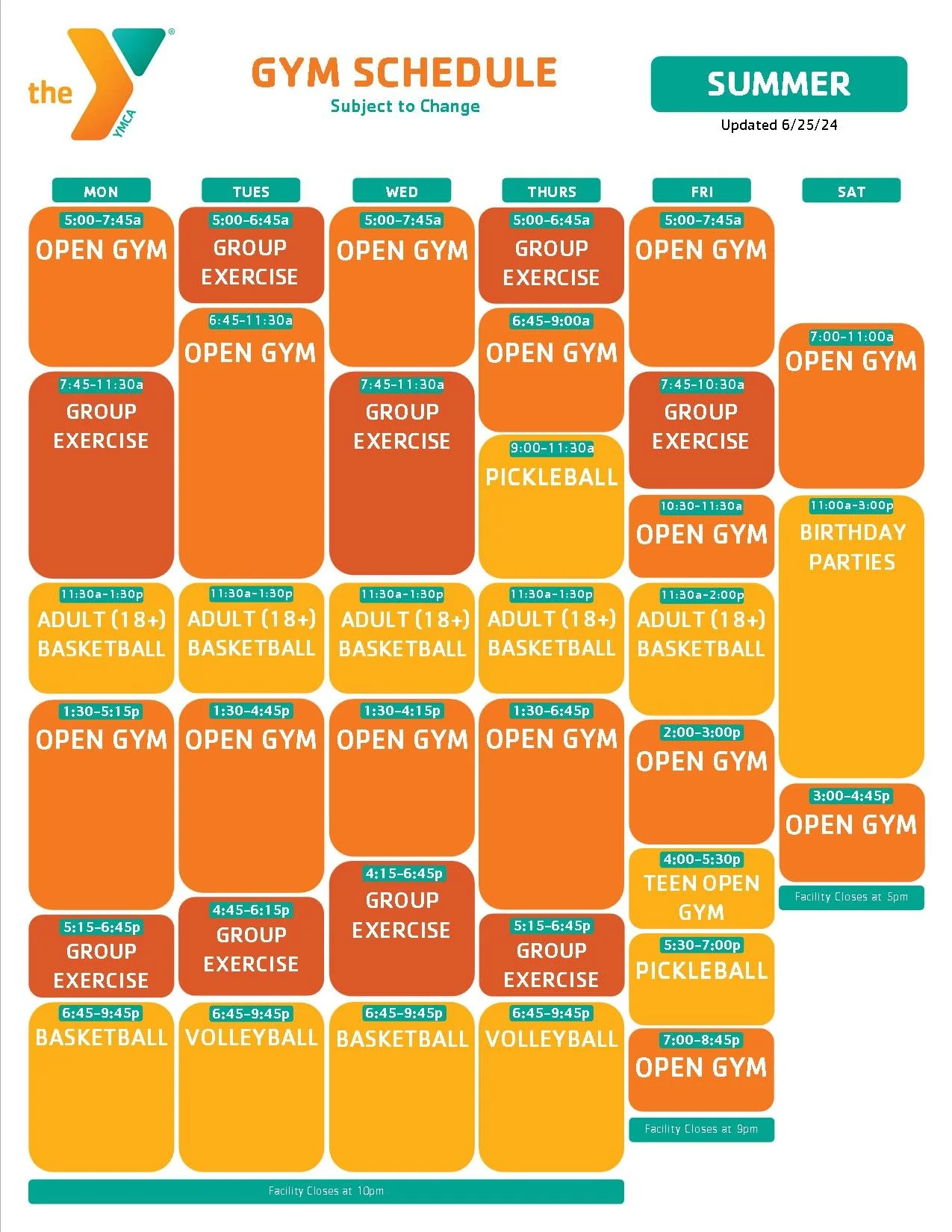 Wenatchee Valley YMCA - Schedules