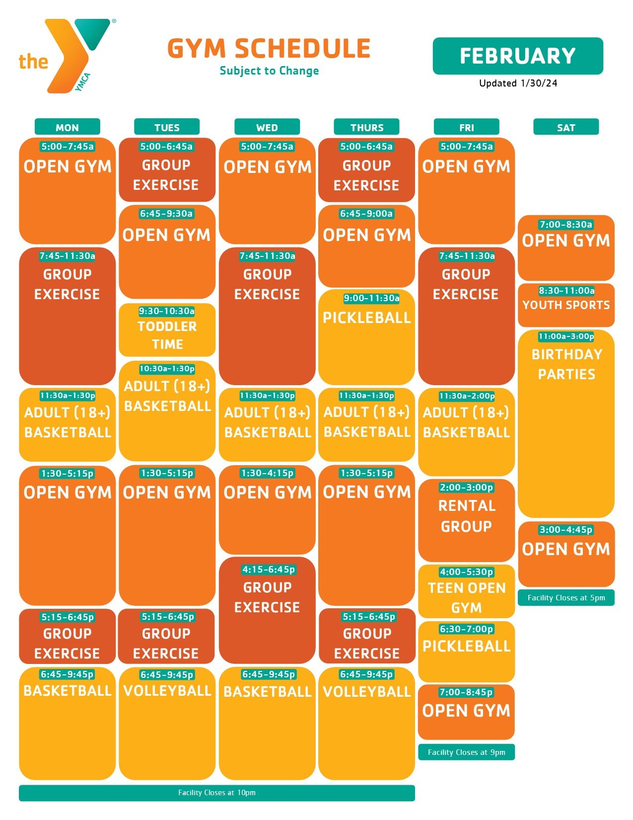 Wenatchee Valley YMCA - Schedules