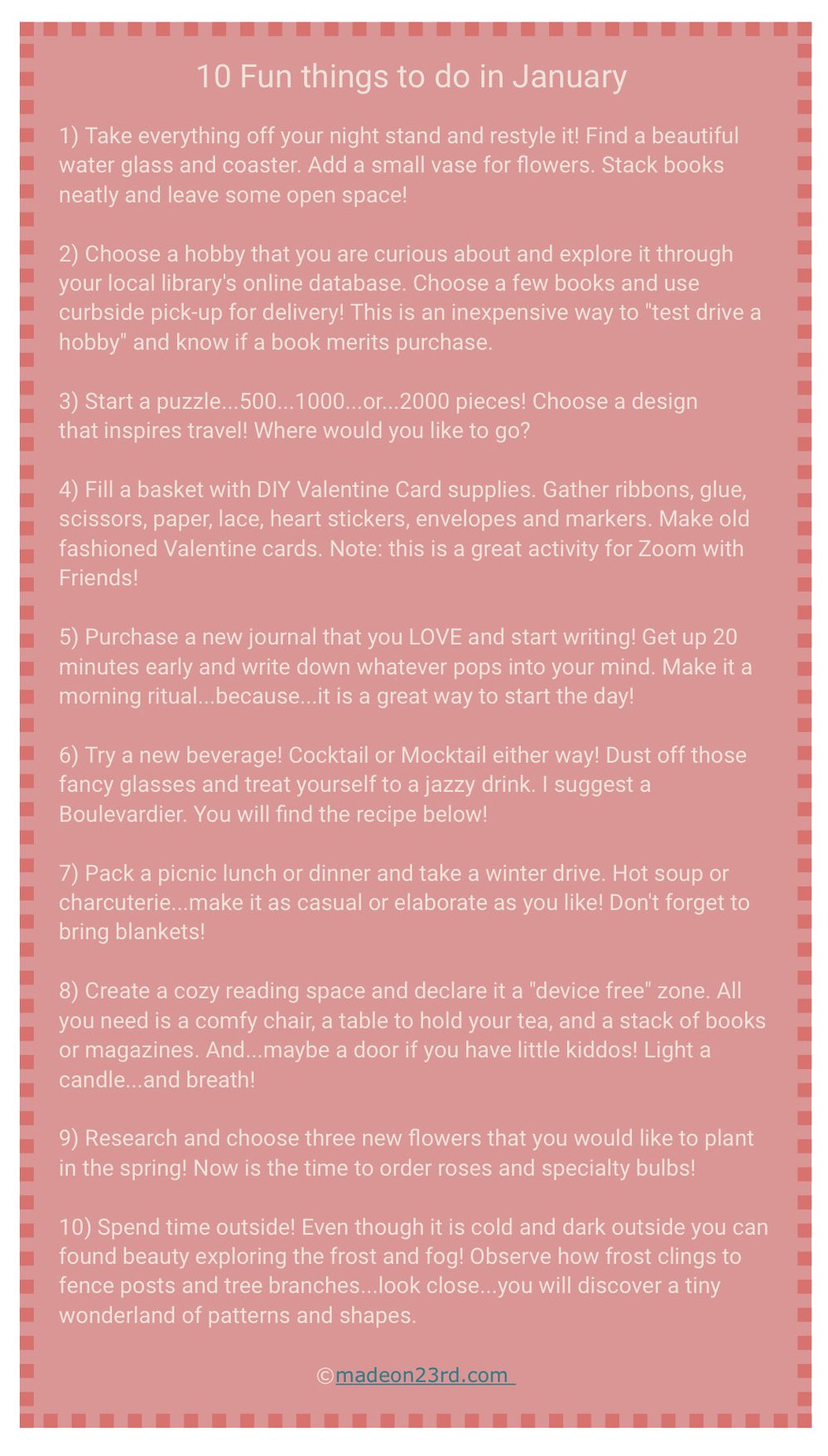 10 Things to do In January, Book Suggestions, and a Cocktail Recipe ...