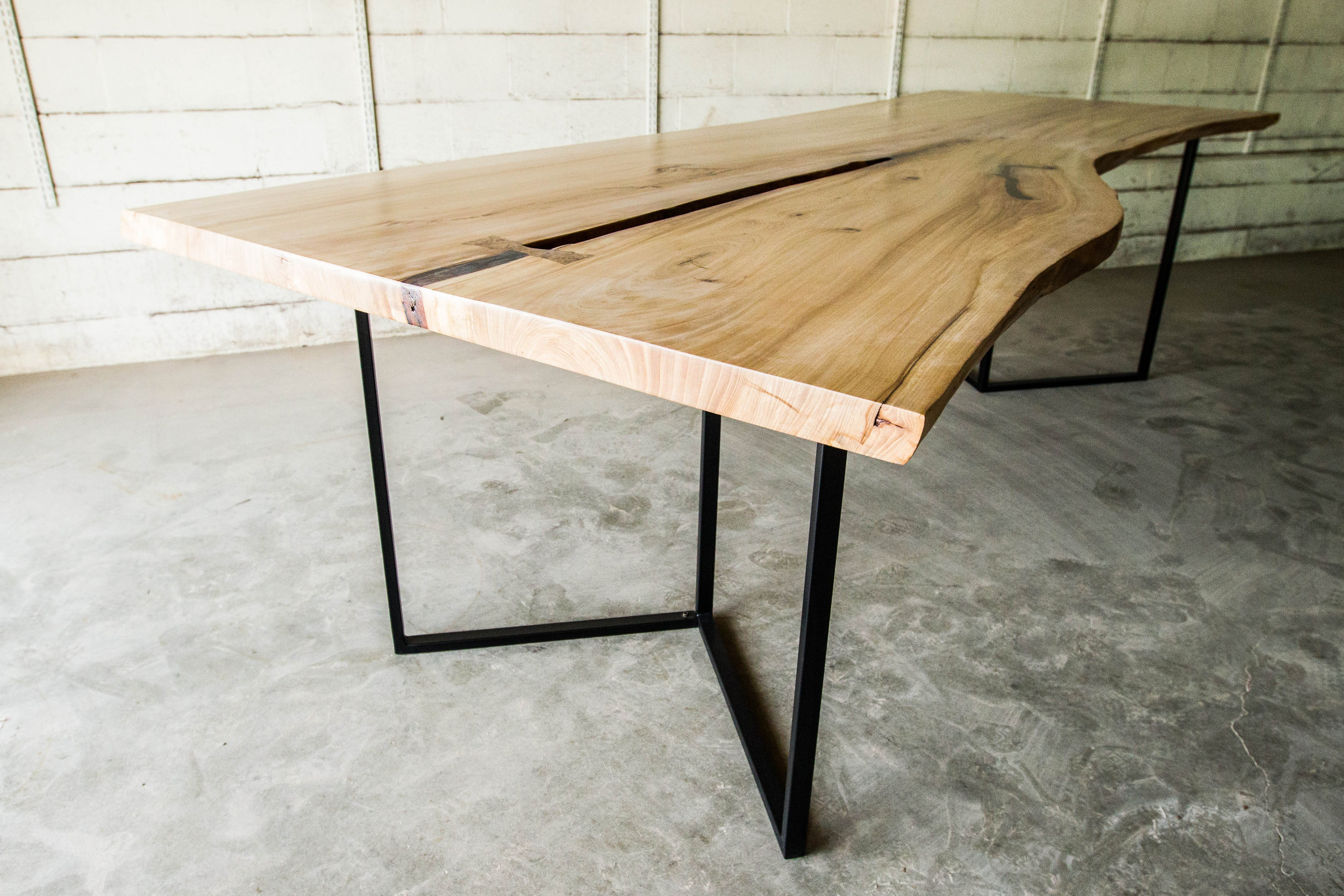 Modern Red Elm Live Edge Dining / Conference Table — Hardwood Reclamation