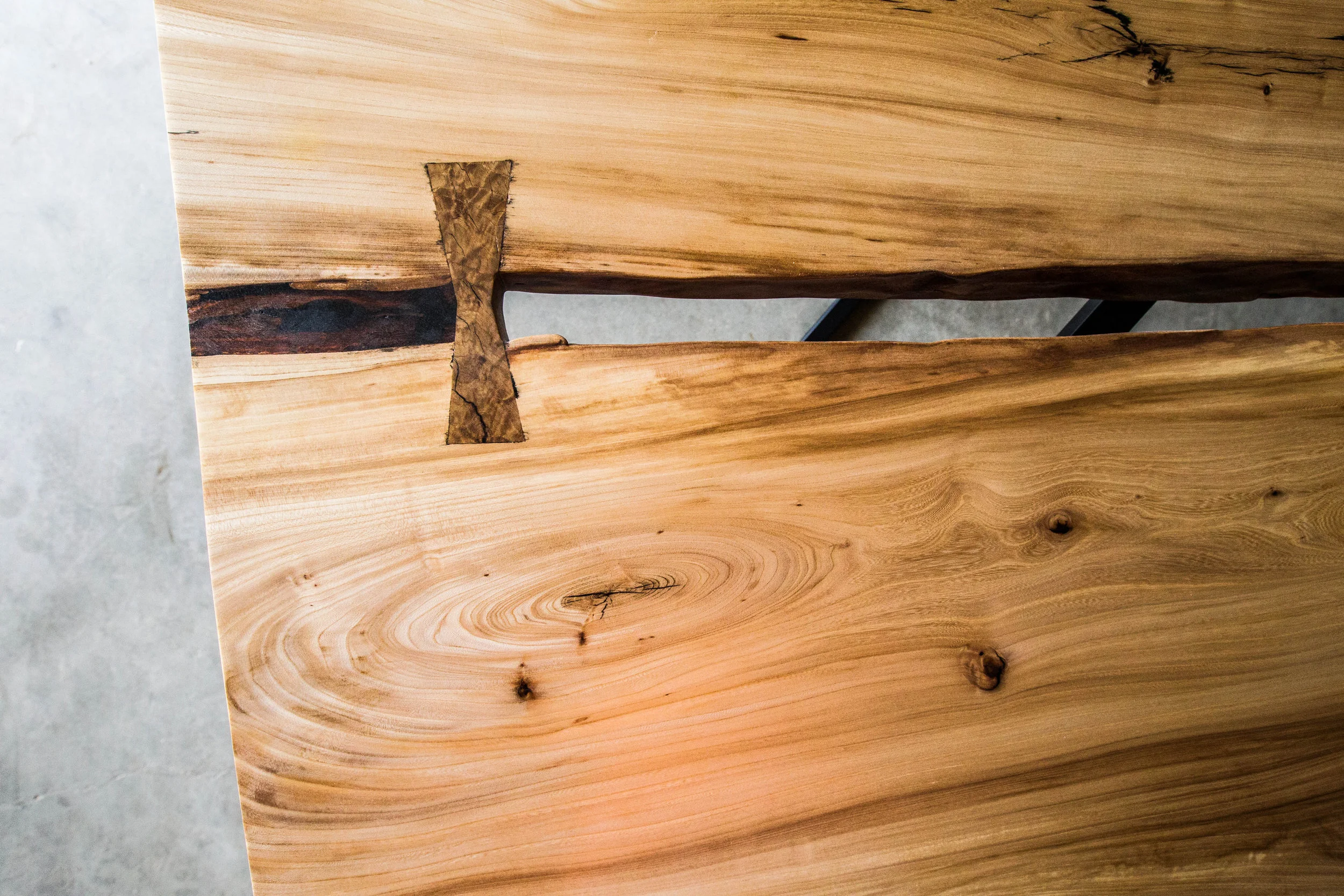 Modern Red Elm Live Edge Dining / Conference Table — Hardwood Reclamation