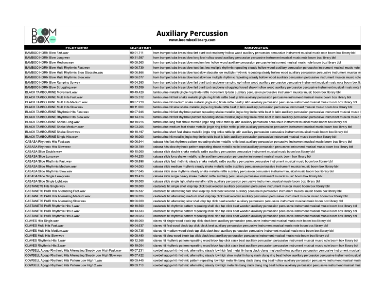 New Boom Box Library: Auxiliary Percussion — Boom Box Post