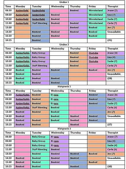 Availability — Jeane Kolbe Occupational Therapy