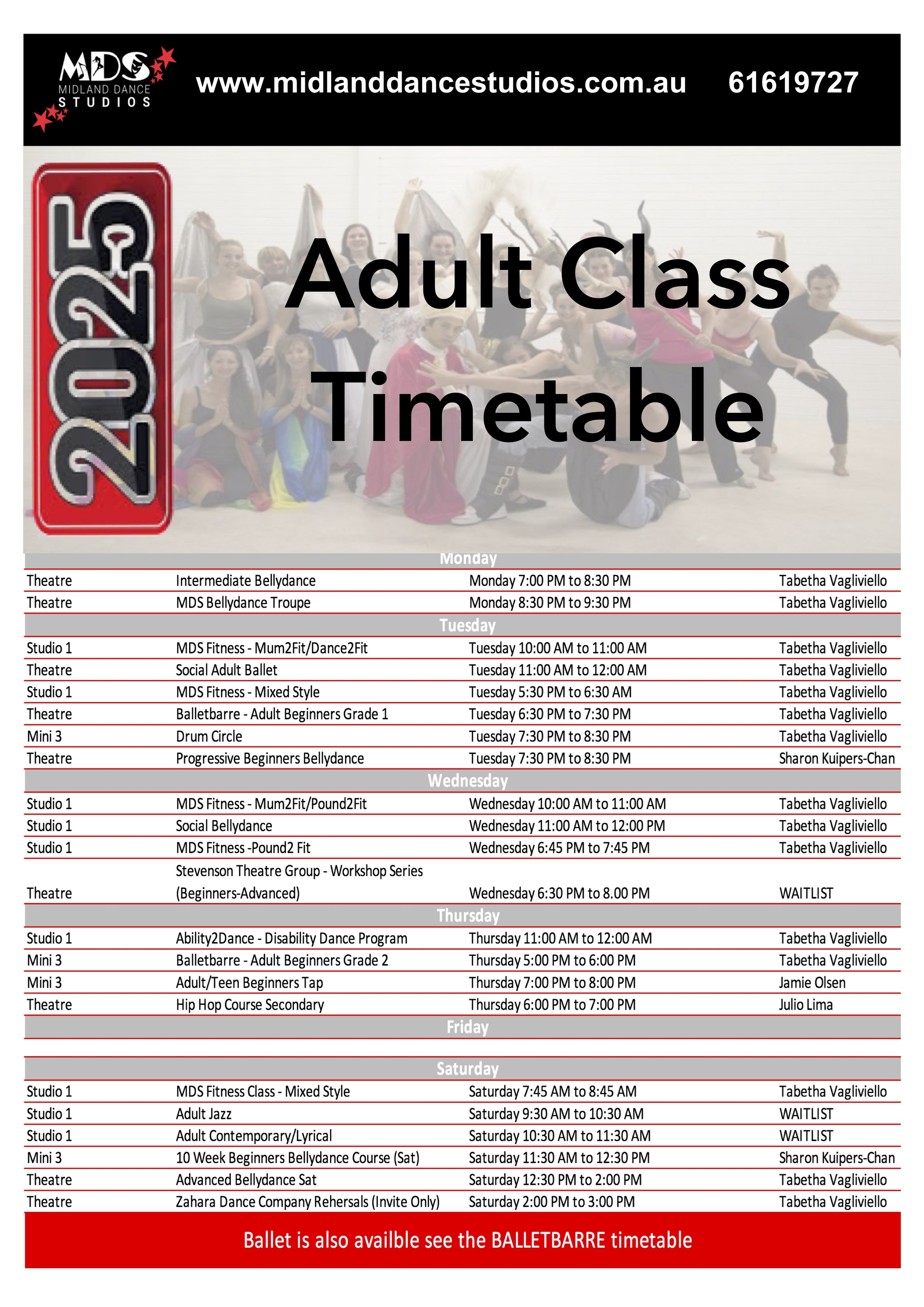 Midland Dance Studios — Timetable