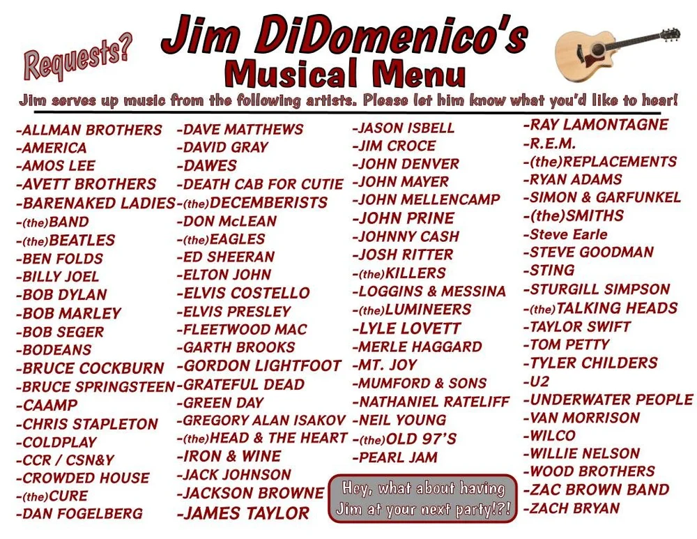 Jim's Musical Menu — jim didomenico