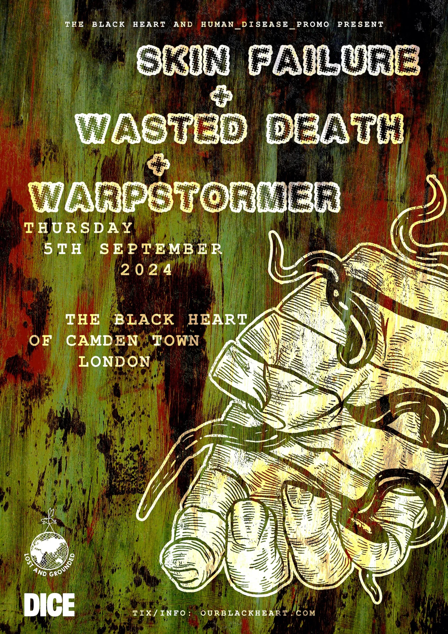 SKIN FAILURE + WASTED DEATH + WARPSTORMER — Our Black Heart