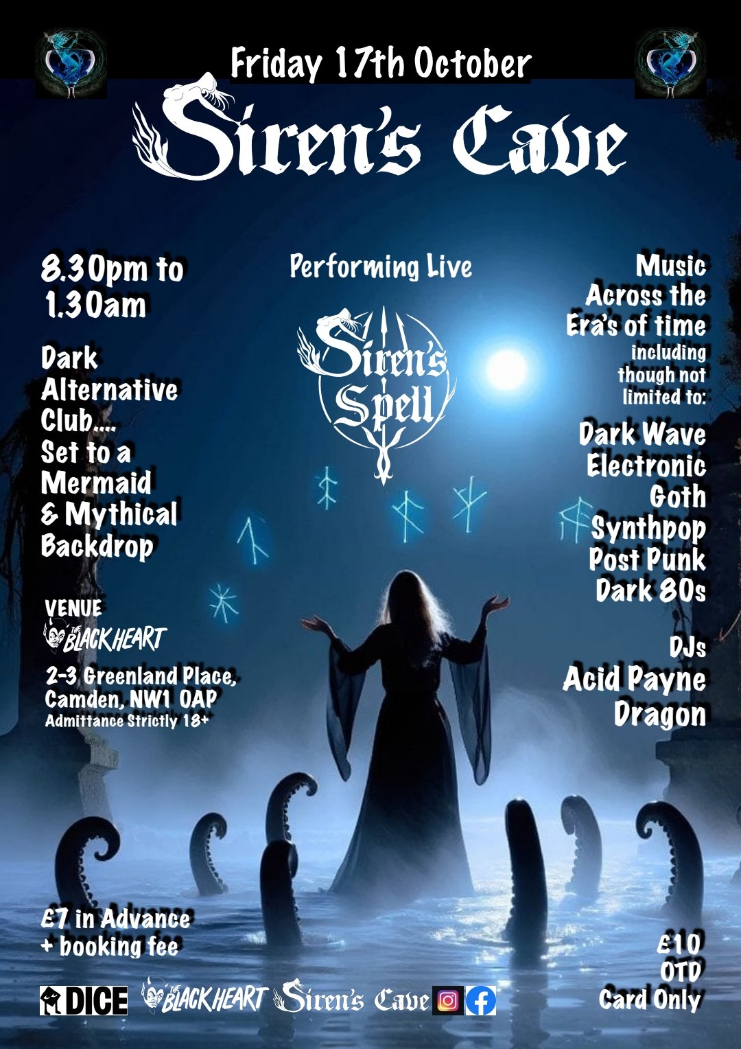 SIREN'S CAVE (Clubnight) — Our Black Heart