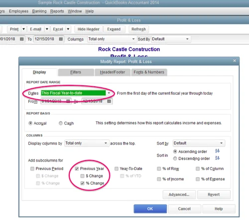 QuickBooks: How To Create a Profit & Loss report to Compare Year-to ...