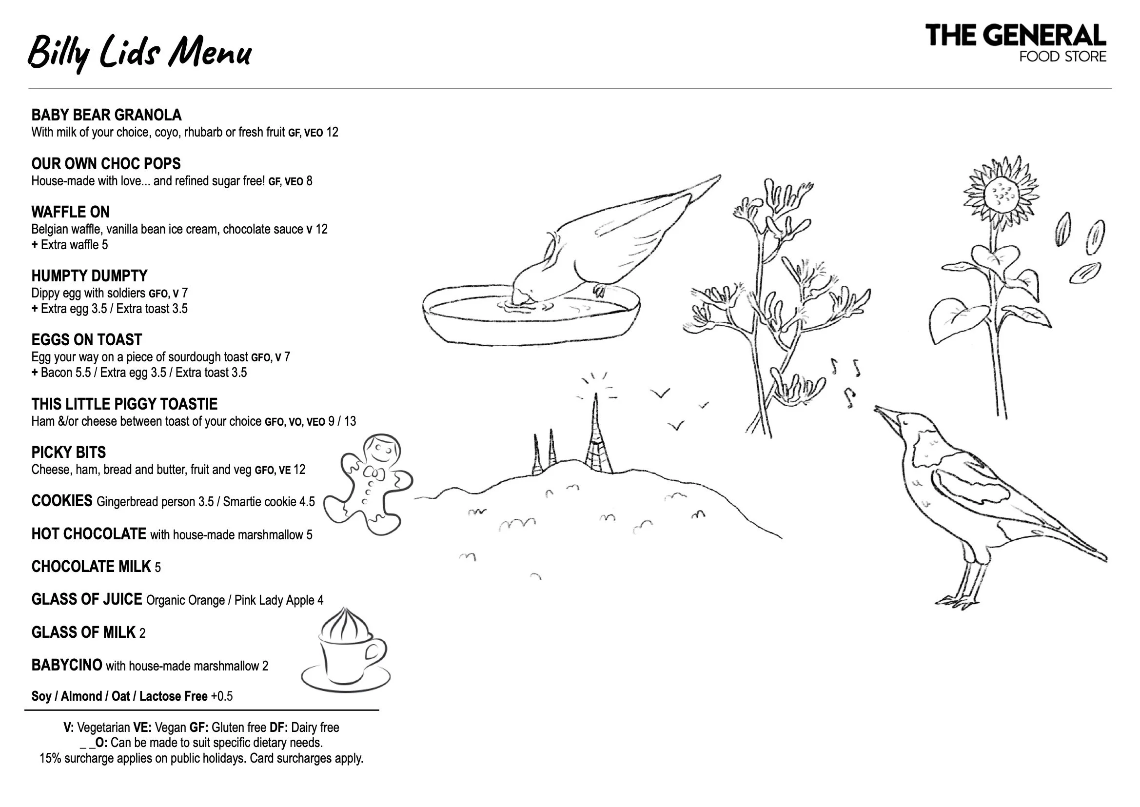 Kids Menu — The General Food Store
