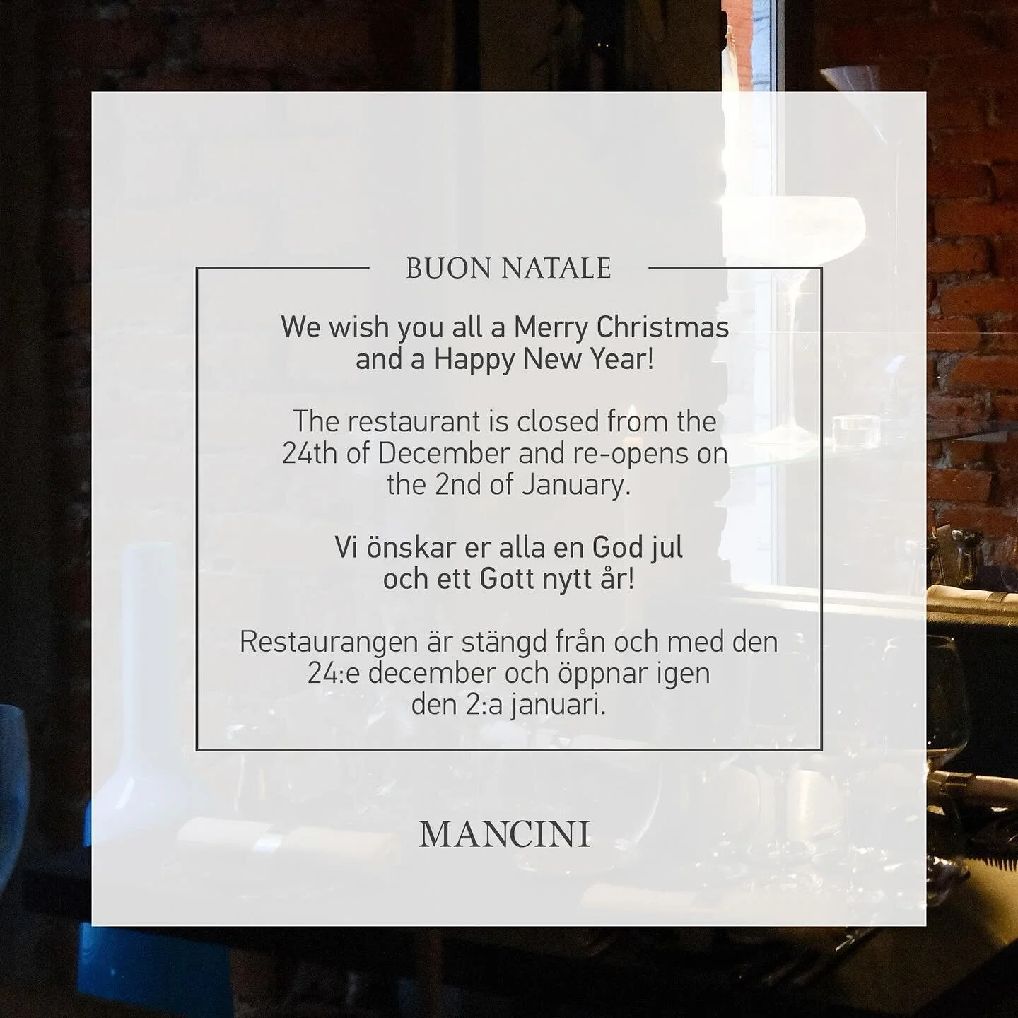 MANCINI - Italian restaurant in Stockholm ranked #1 in Gambero Rosso — MANCINI