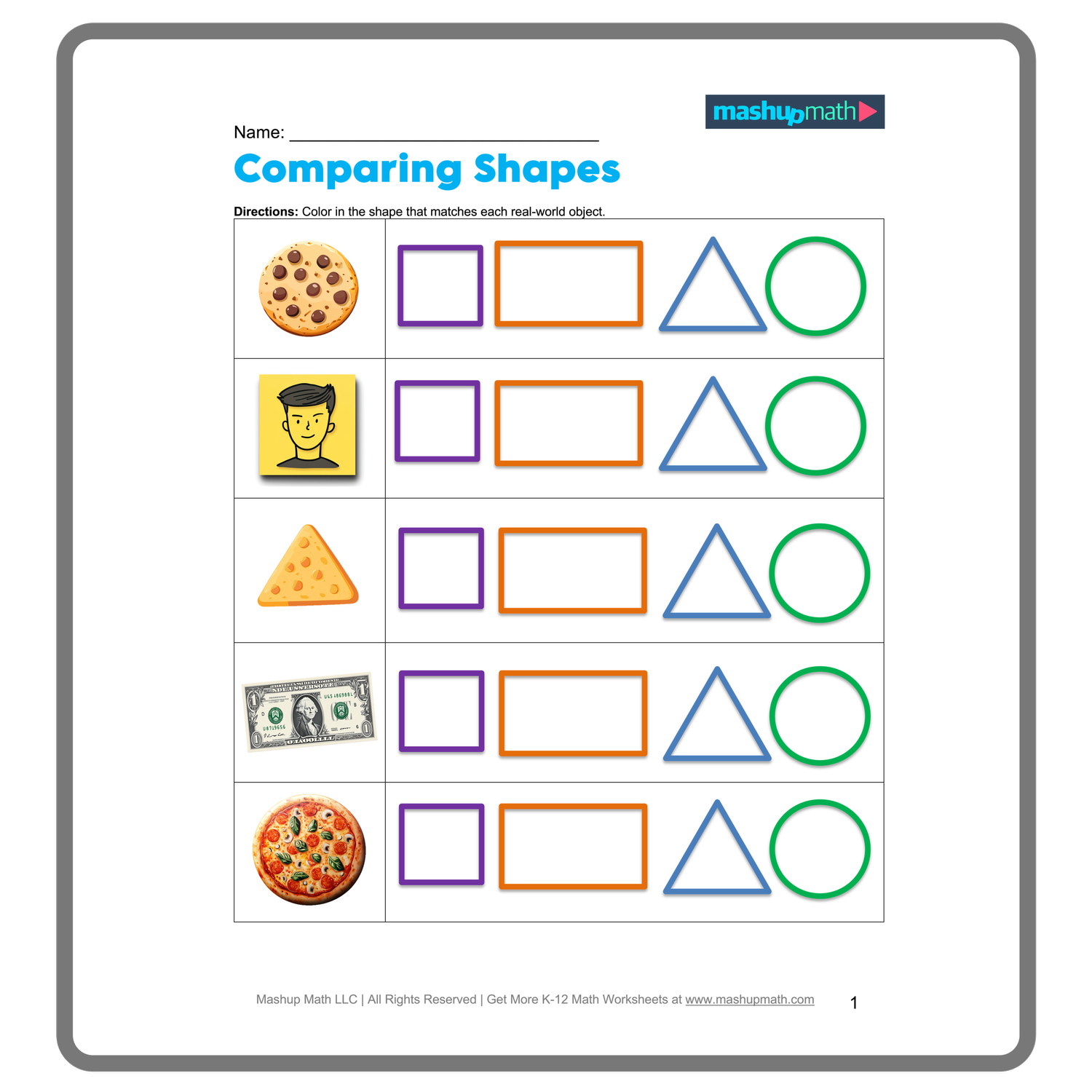 Free Shapes Worksheets—Printable — Mashup Math