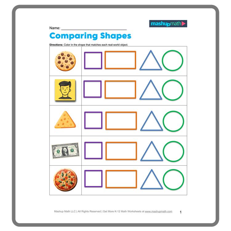 Free Shapes Worksheets—Printable — Mashup Math