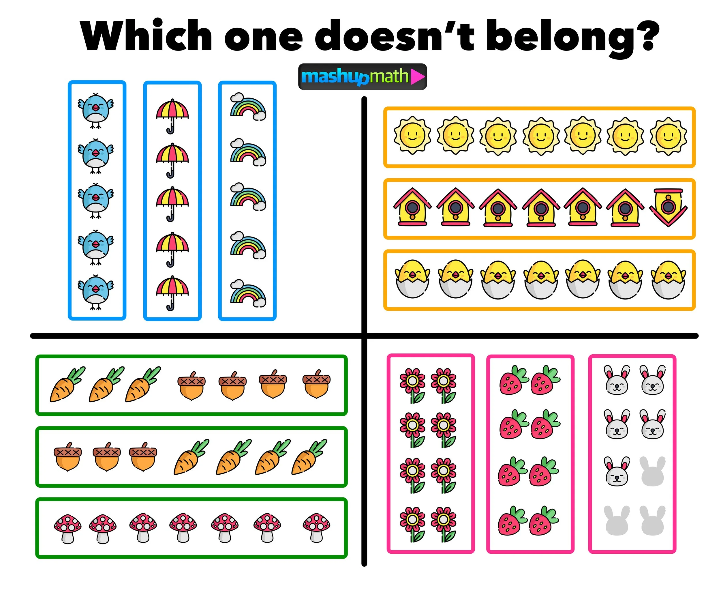 Which One Doesn't Belong? Free Math Activities for Grades 1-8 — Mashup Math
