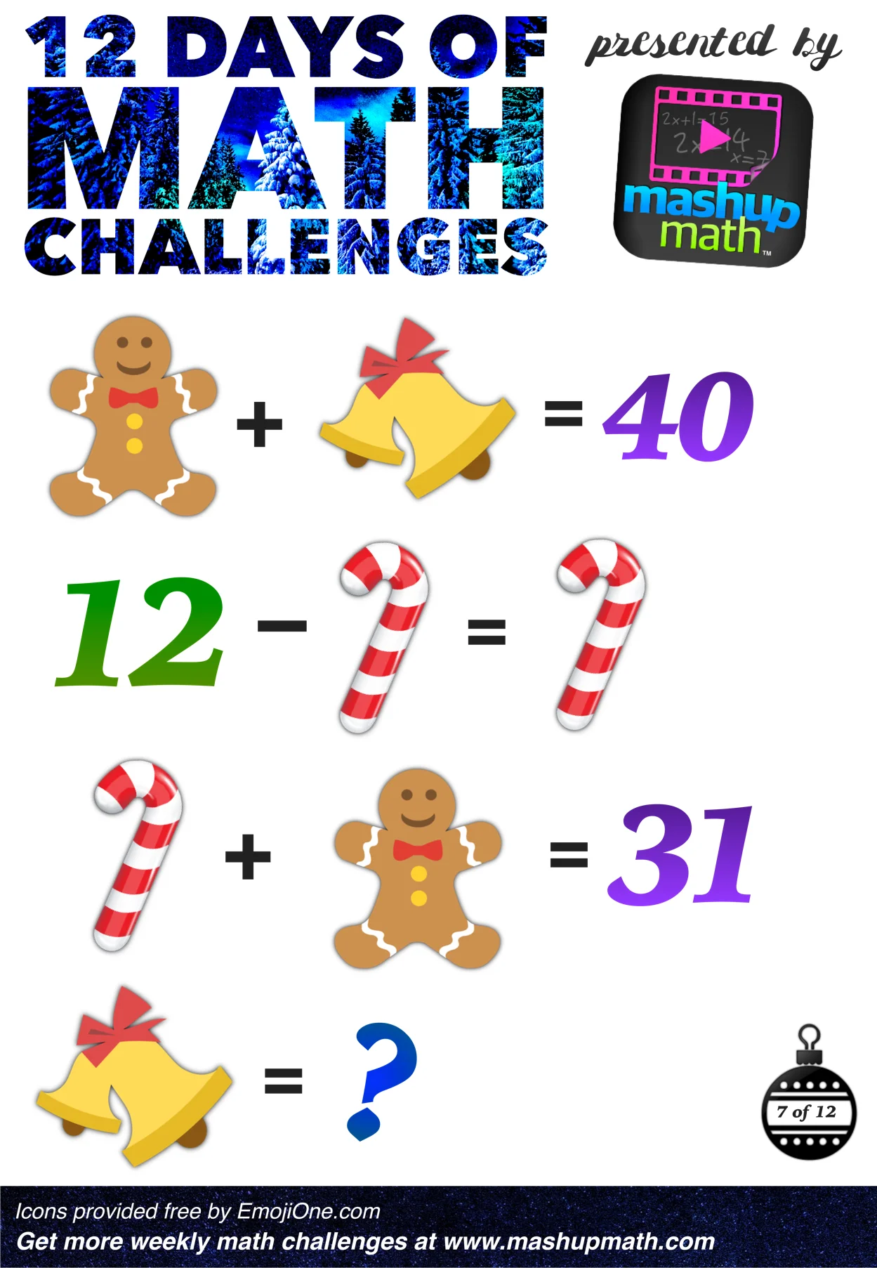 Are You Ready for 12 Days of Holiday Math Challenges? — Mashup Math