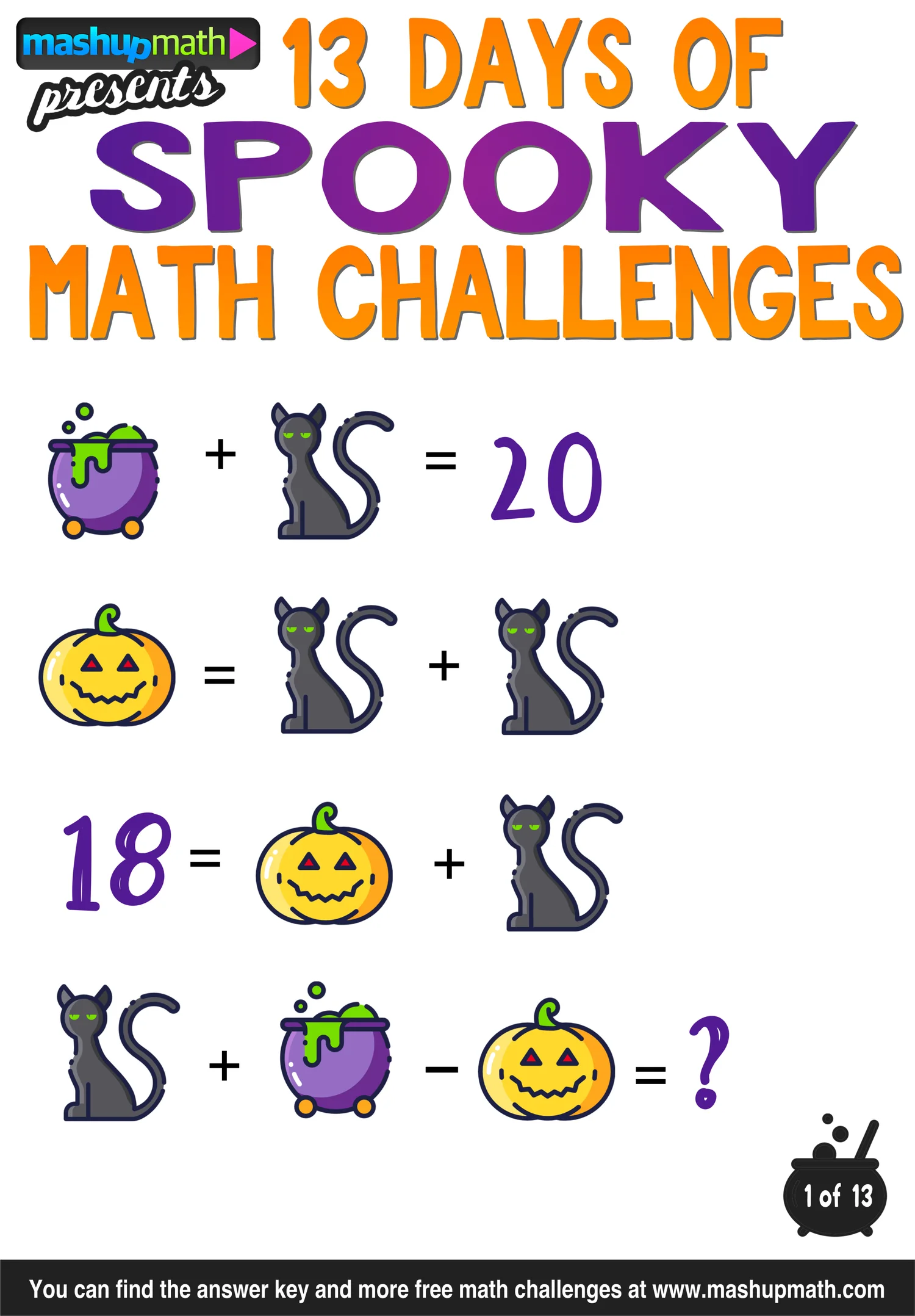 Halloween Math: 13 Days of Spooky Math Challenges for Grades 1-8 ...