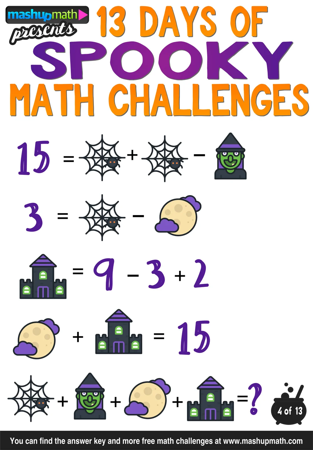 Halloween Math: 13 Days of Spooky Math Challenges for Grades 1-8 ...