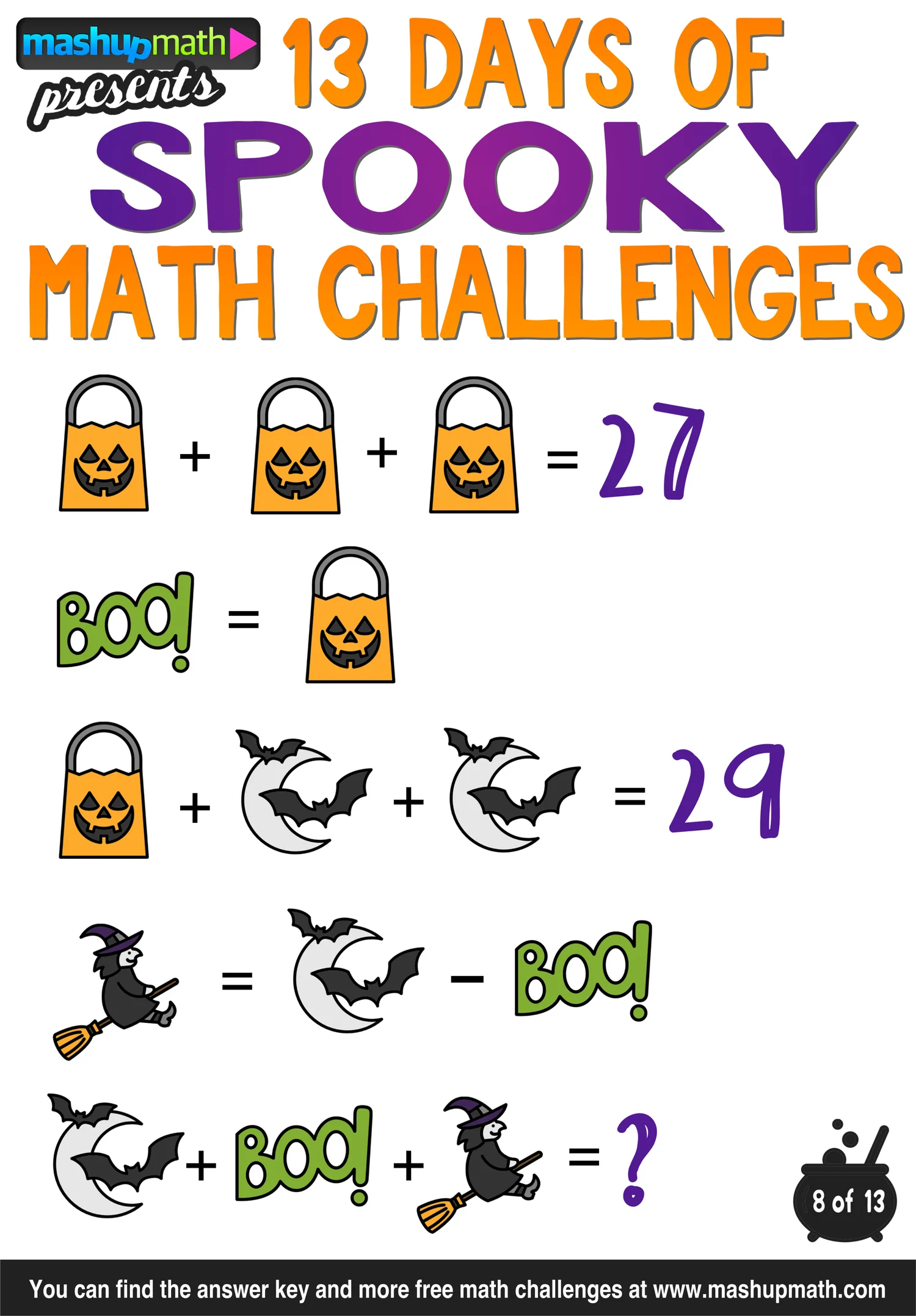 Halloween Math: 13 Days of Spooky Math Challenges for Grades 1-8 ...