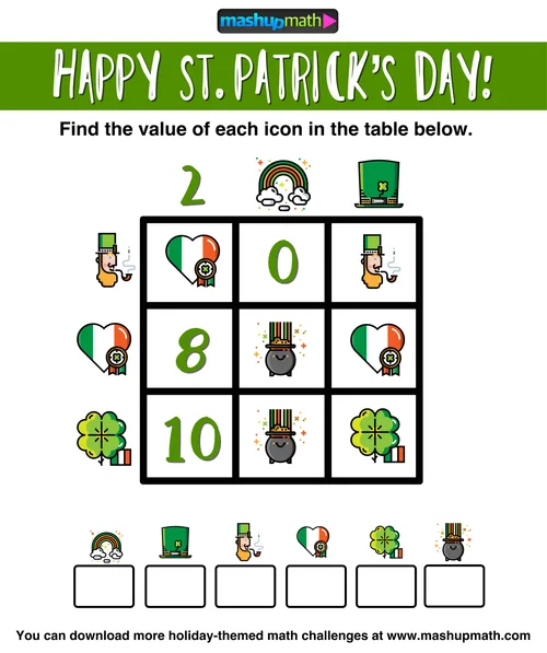 Are You Ready? 5 Free St Patricks Day Math Activities for Grades 3-8 ...