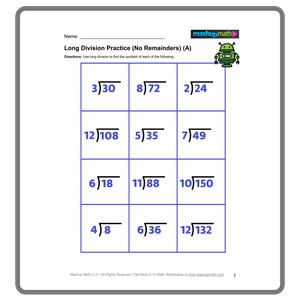 Free Long Division Worksheets—Printable with Answers — Mashup Math
