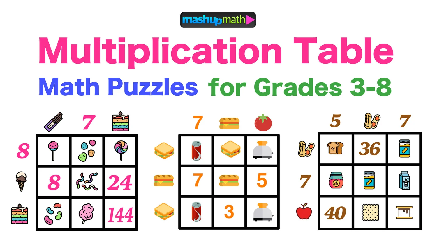 Multiplication Table Worksheets: Free Printable Math Puzzles — Mashup Math