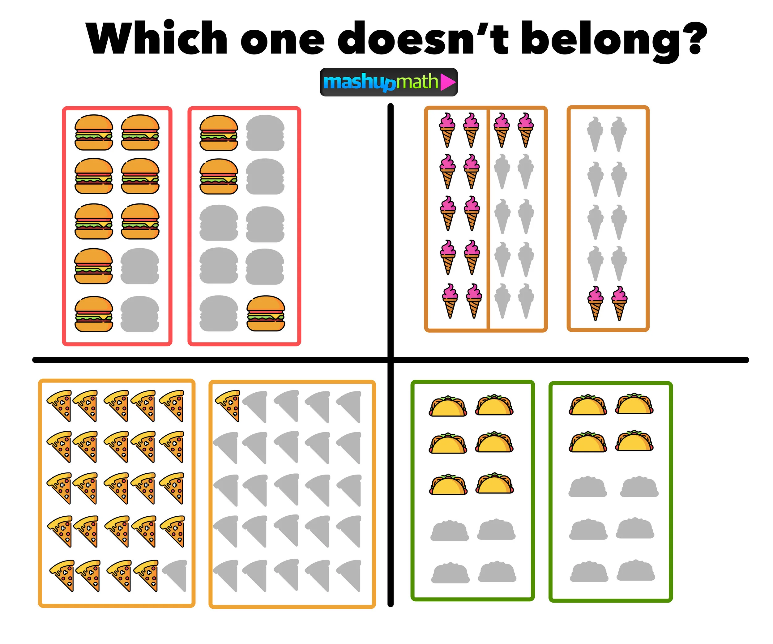 Which One Doesn't Belong? Free Math Activities for Grades 1-8 — Mashup Math