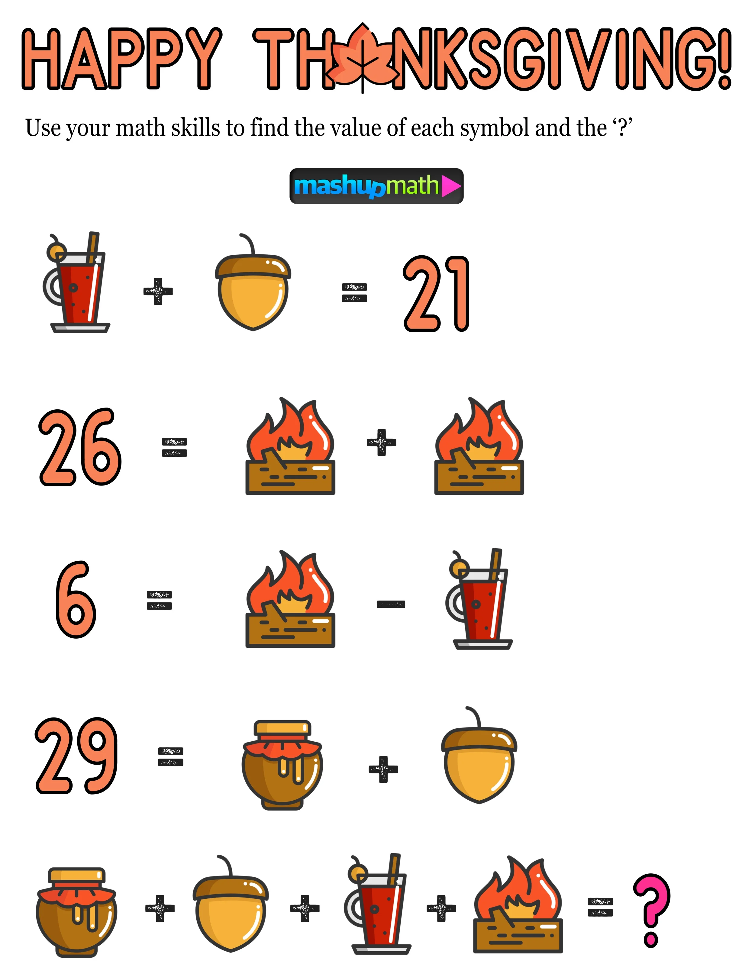 12 Thanksgiving Math Activities For Grades 1 8 Mashup Math 12 Thanksgiving Math Activities For Grades 1 8 Mashup Math