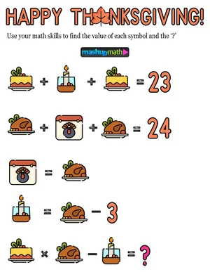 12 Thanksgiving Math Activities for Grades 1-8 — Mashup Math