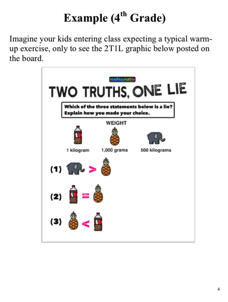 101 Two Truths and One Lie! Math Activities for Grades 3, 4, and 5 ...