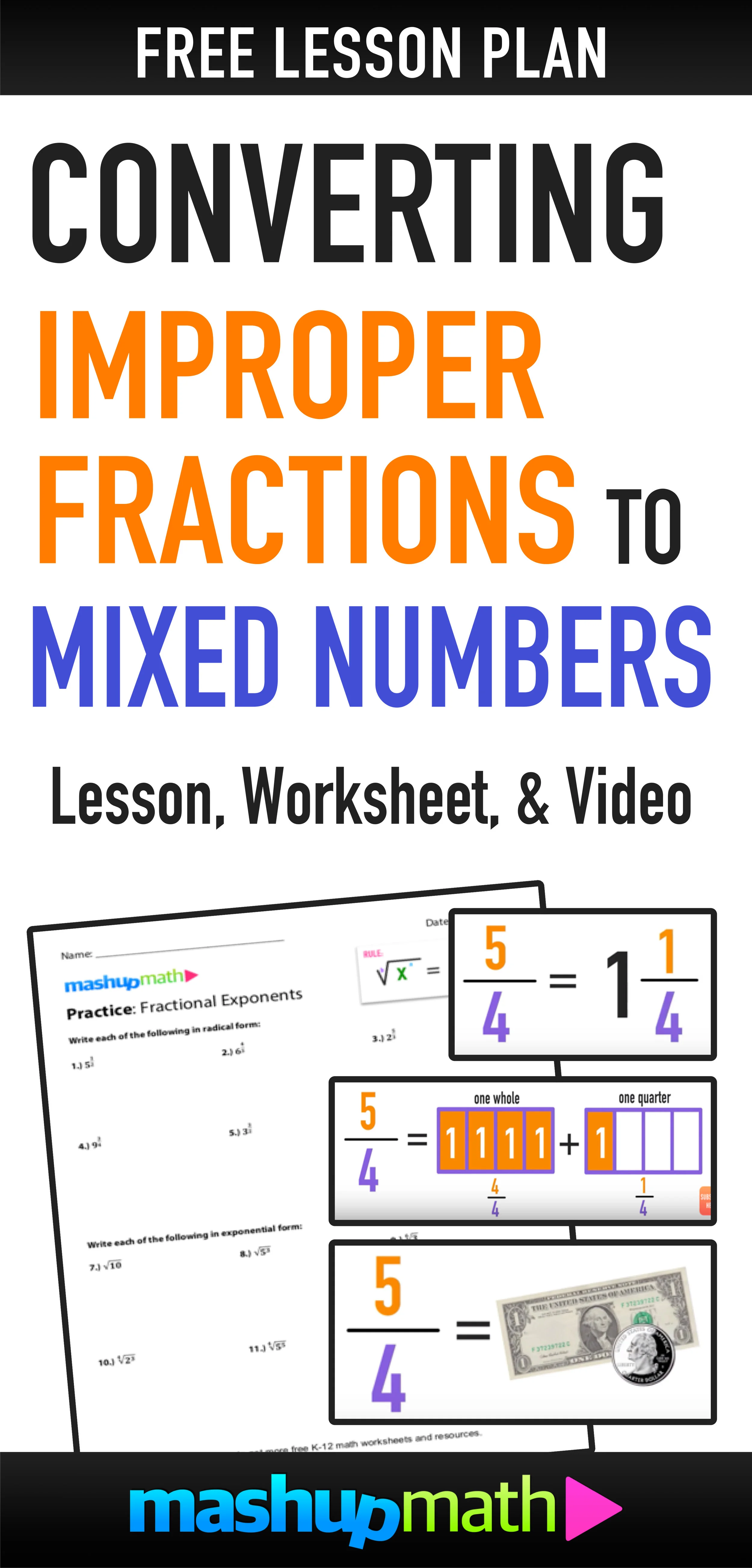 How to Convert Improper Fractions to Mixed Numbers Explained! — Mashup Math