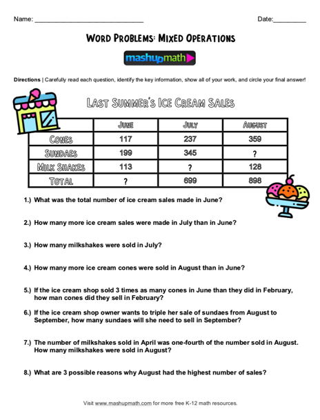 5th Grade Math Word Problems: Free Worksheets with Answers — Mashup Math