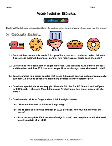 5th Grade Math Word Problems: Free Worksheets with Answers — Mashup Math