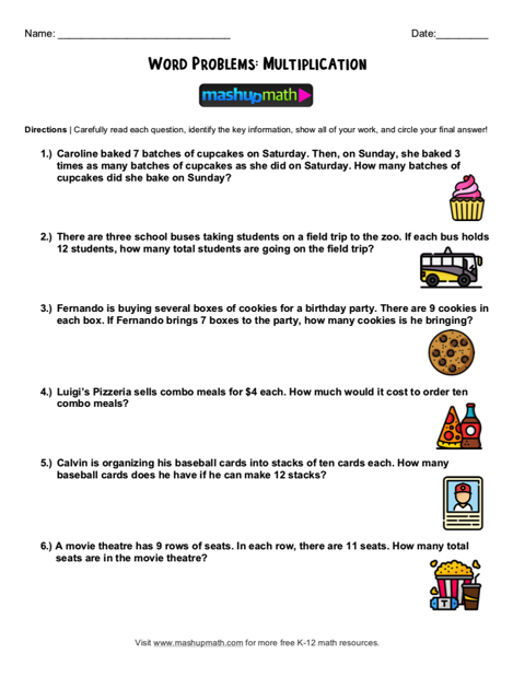 3rd Grade Math Word Problems: Free Worksheets with Answers — Mashup Math