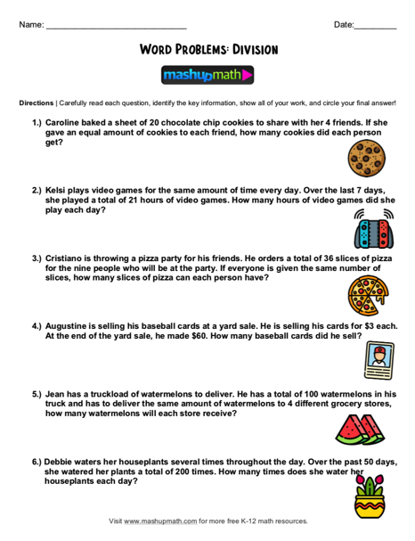 3rd Grade Math Word Problems: Free Worksheets with Answers — Mashup Math