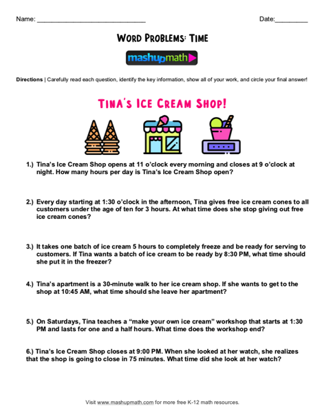 Free 2nd Grade Math Word Problem Worksheets — Mashup Math