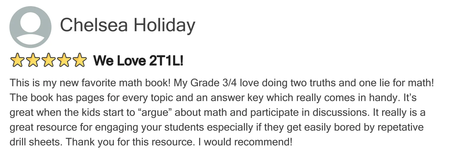 101 Two Truths and One Lie! Math Activities for Grades 3, 4, and 5 ...
