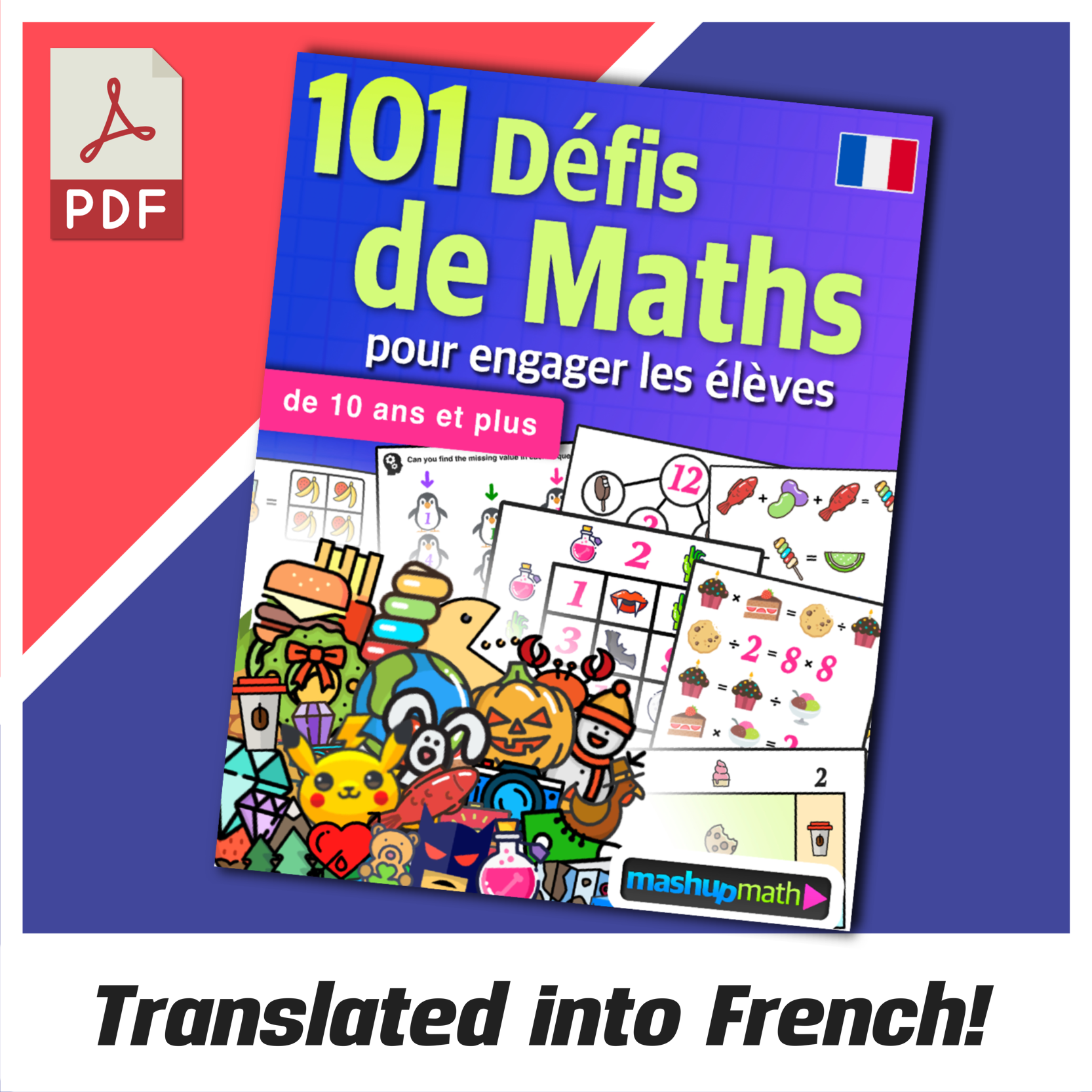 French Translated Math Puzzles and Worksheets for Kids — Mashup Math