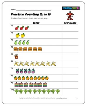 Free Kindergarten Math Worksheets—Printable w/ Answers — Mashup Math